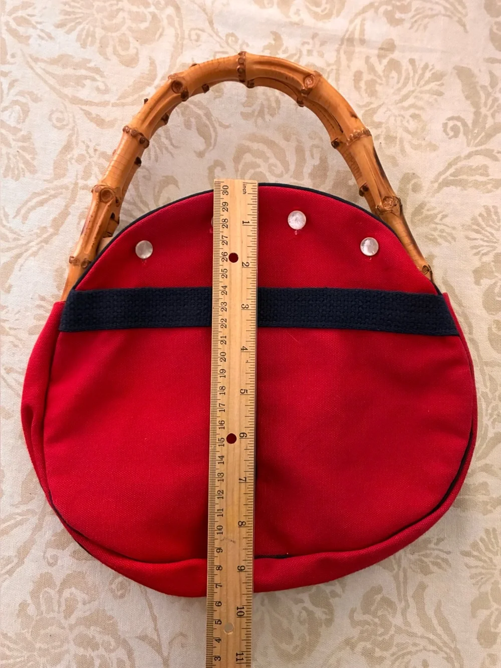 Delanthe | Bags | Delanthe Bermuda Bag Purse Bamboo Handles Red Navy ...